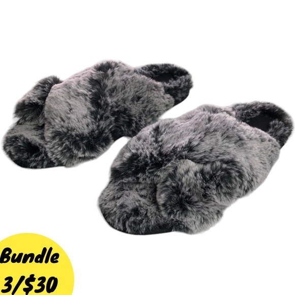 stars above | Shoes | Stars Above Faux Fur Cross Strap House Slippers ...